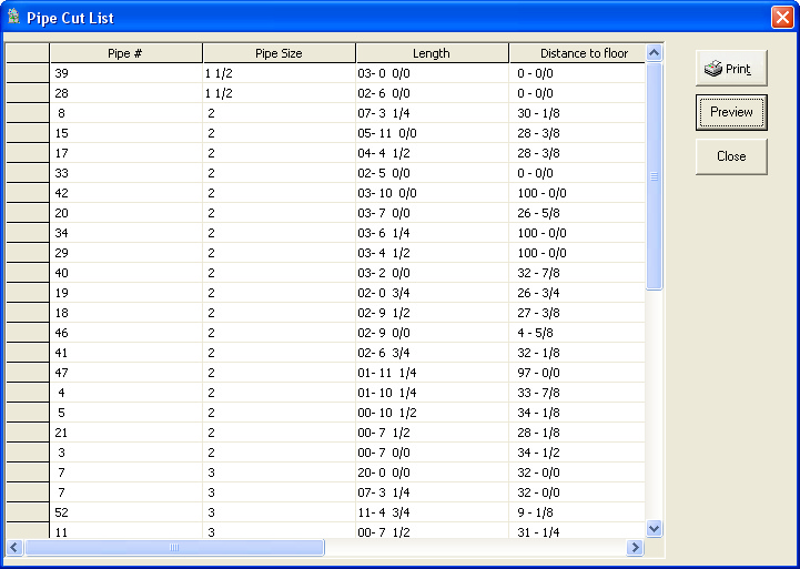 Pipe cut list - QuickPlumb